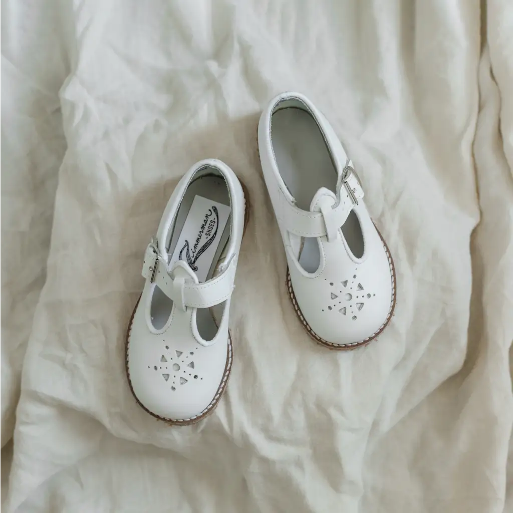 Anna T-Strap - White – Zimmerman Shoes