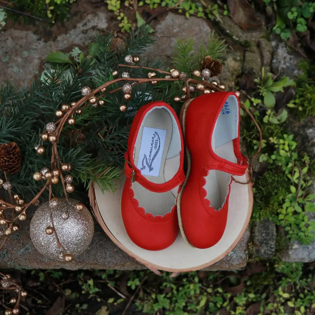Dress Shoes for Girls Holiday Red Leather Mary Janes – Zimmerman Shoes